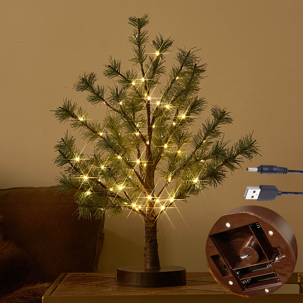 Christmas Pine Tree Lights Battery Operated or USB Plug In with Time ...